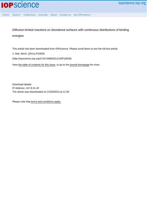 Pdf Diffusion Limited Reactions On Disordered Surfaces With