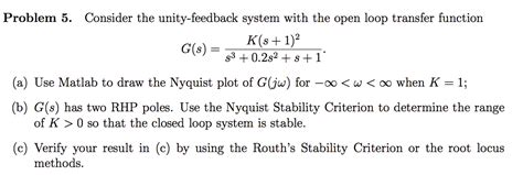Solved Problem 5 Consider The Unity Feedback System With