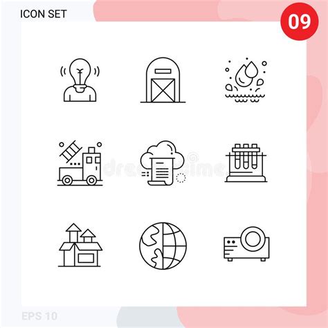 Set Of 9 Vector Outlines On Grid For File Drawing Pilgrim Truck Park Stock Vector