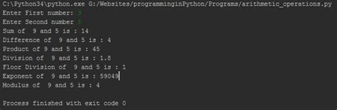 Python Program For Performing Arithmetic Operations Programming In Python