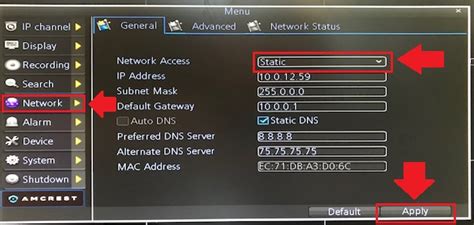 How To Set A Static IP 960H DVR Amcrest