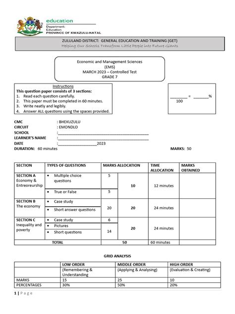 2023 Ems Grade 7 Term 1 Controlled Test Pdf Recycling Plastic
