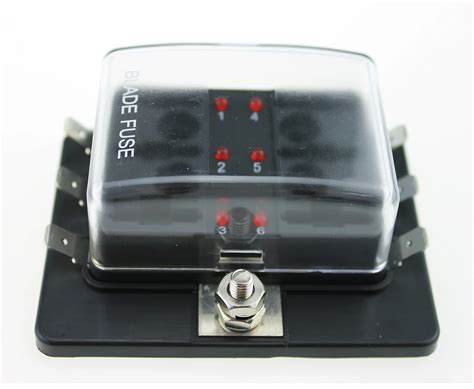 Dc 12v 6 Way Blade Fuse Box Holder With Led Warning Light Kit For Car