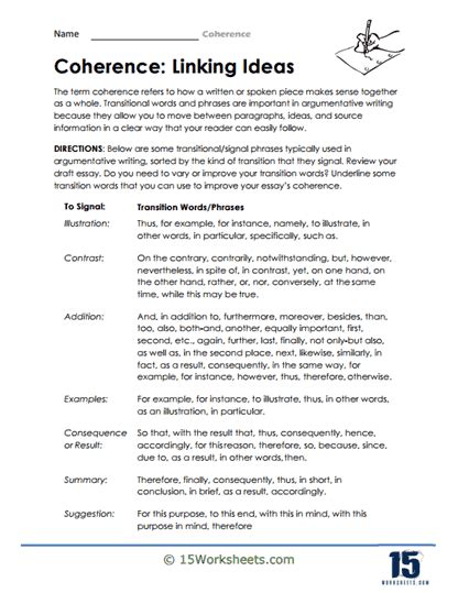 Coherence Worksheets 15 Worksheets