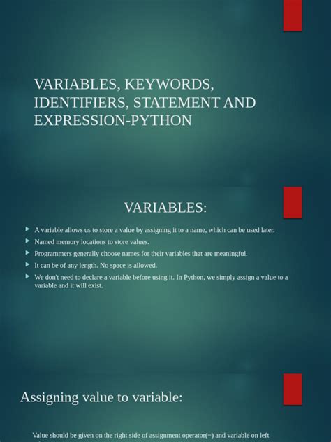 Varibles Expression And Statement Pdf Reserved Word Variable