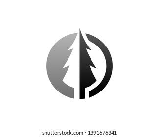Black White Pine Tree Circle Stock Vector Royalty Free Shutterstock