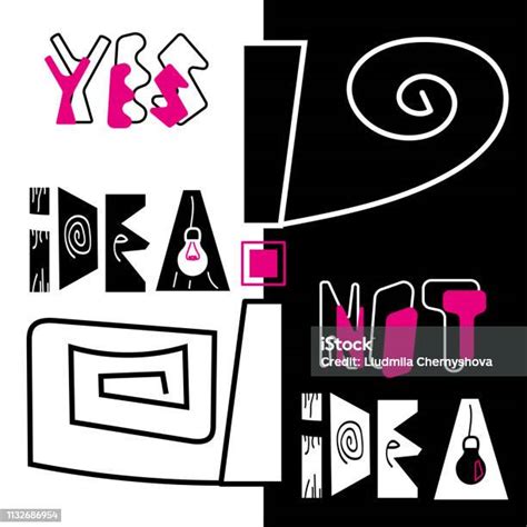 예 아이디어 생각 하지 인용 손으로 그린 검은 색과 네온 핑크 컬러 레터링 스칸디나비아 스타일의 장식 요소입니다 벡터 배너 포스터 티셔츠 섬유 카드에 대 한 드로잉입니다 T