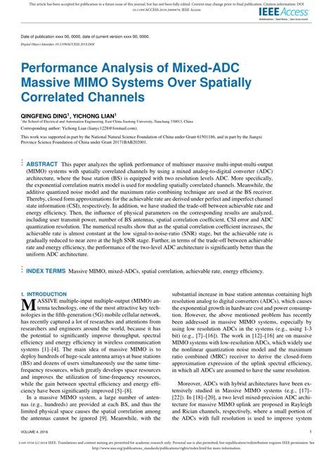 pdf performance analysis of mixed adc massive mimo systems over