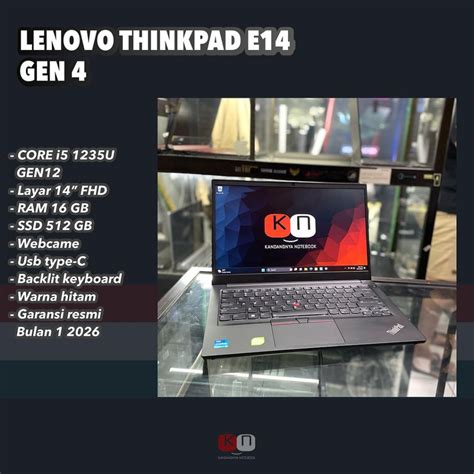 Jual Lenovo Thinkpad E Gen Core I U Gen Ram Gb Ssd Gb Layar Fhd Backlit
