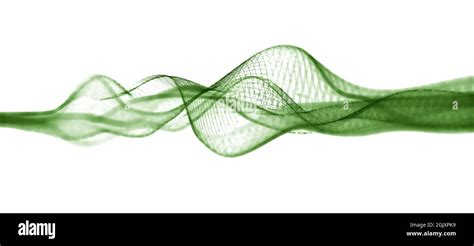 Abstract Visualization Of Green Wireframe Sound Waves With Different