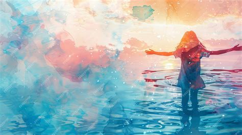 Premium Photo Young Girl Embracing Freedom On Dreamy Watercolor