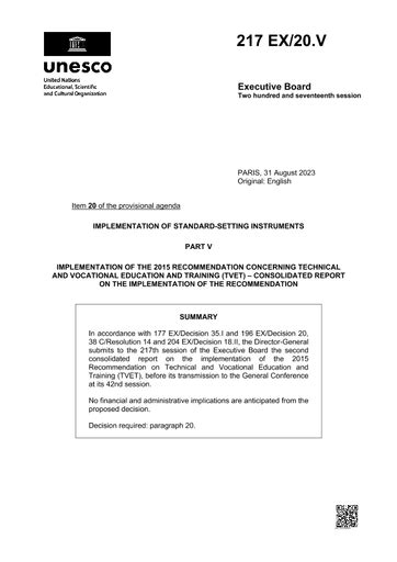 implementation of standard setting instruments part v implementation of the 2015