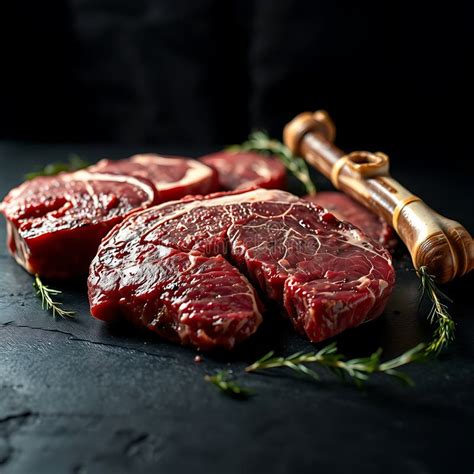 Artistic Shot Of An Assortment Of Meat Cuts Including Ribeye Filet