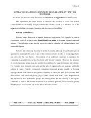 Study Of Extraction Technique For Separation Of Mixtures In Course Hero