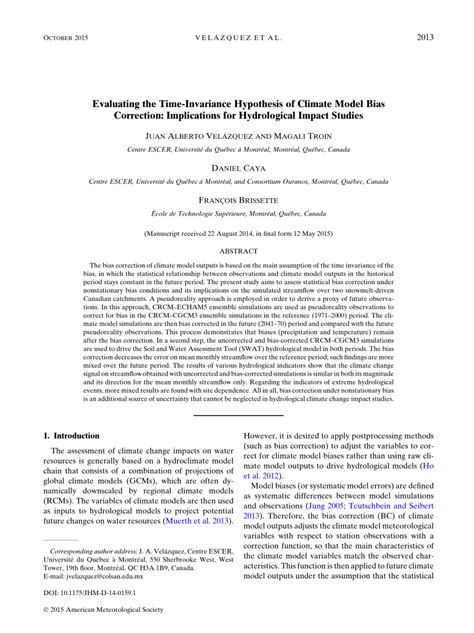 Pdf Evaluating The Time Invariance Hypothesis Of Climate Model Bias