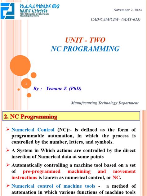 Unit Two Nc Programming 2015 Pdf Numerical Control Computer Programming