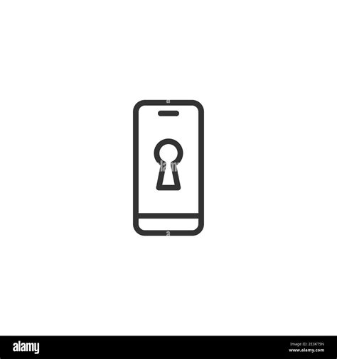 Smartphone With Key Hole Silhouette Simple Icon Locked Safe Protected Phine Password Parole