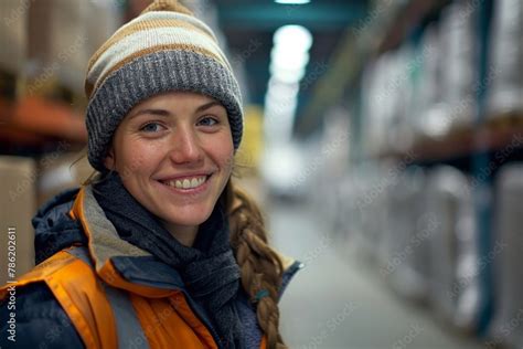 Women Warehouse Worker Using Digital Tablets To Check The Stock Inventory On Shelves In Large