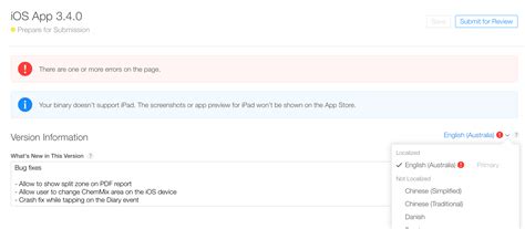 Ios App Store Submission Error On Languagelocalized Stack Overflow
