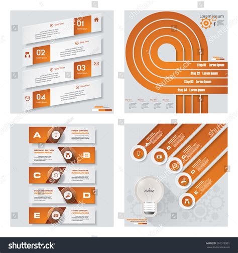 Collection 4 Orange Color Templategraphic Website Stock Vector Royalty Free 501318991