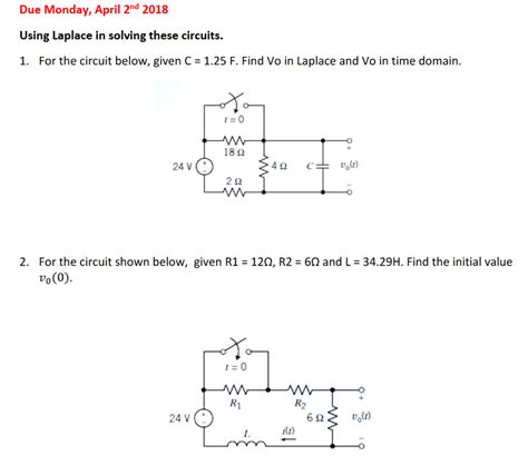 Solved Due Monday April 2nd 2018 Using Laplace In Solving