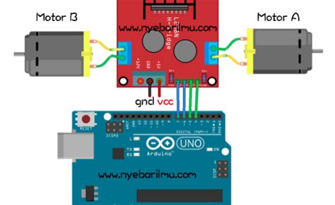 Skema Rangkaian Pengujian Driver Motor L298n Menggunakan Arduino Uno