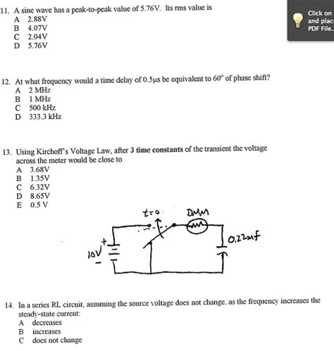 Solved A Sine Wave Has A Peak To Peak Value Of 5 76V Its Chegg Com