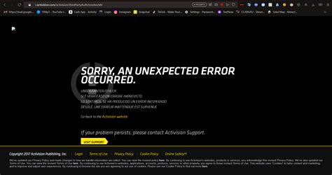 Unexpected Error When Signing In To Activision Support Site R Activision