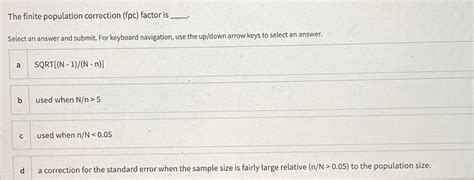 Answered The Finite Population Correction Fpc … Bartleby
