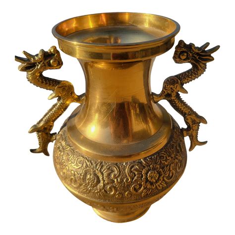 Mid 20th Century Brass Dragon Urn With A Yunwen Pattern Chairish