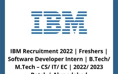 IBM Recruitment 2022 Freshers Software Developer Intern B Tech M Tech CS IT EC 2022