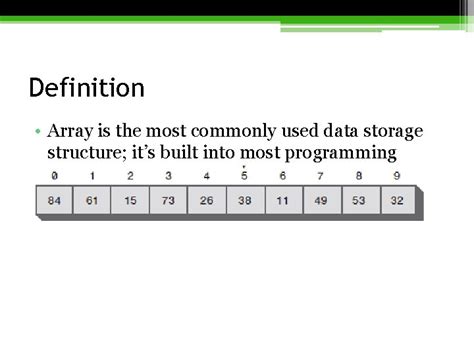 Array Definition Array Is The Most Commonly Used