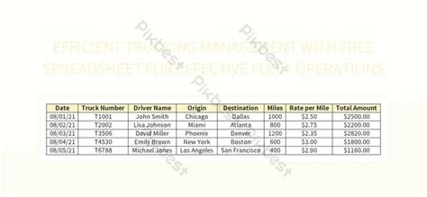 เทมเพลต Excel การจัดการรถบรรทุก ดาวน์โหลดฟรี Pikbest
