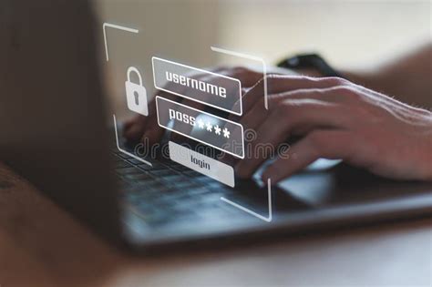 Man Typing Login And Password On Personal Computer Close Up Shot Of Cyber Security Concept