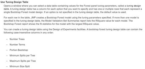 Solved Malfunction In Bootstrap Forest With Tuning Design Table Jmp
