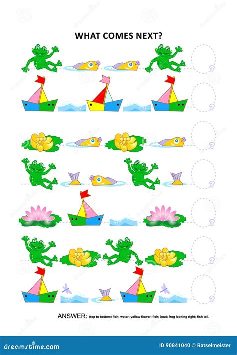 Pond Life Themed Educational Logic Game Sequential Pattern Recognition Stock Vector