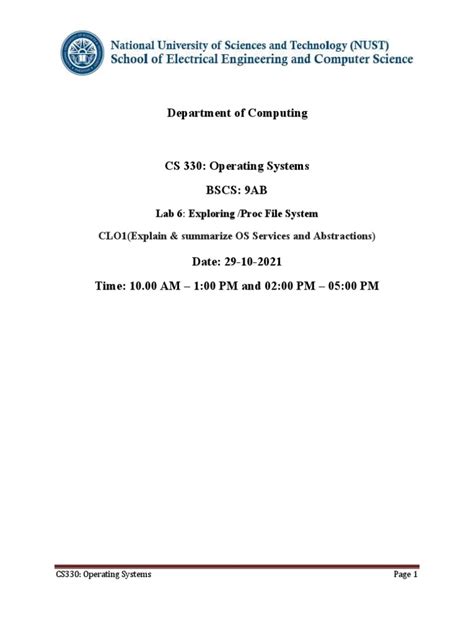 Department Of Computing Clo1 Explain And Summarize Os Services And