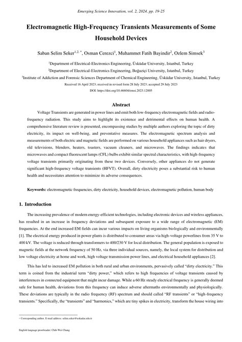 Pdf Electromagnetic High Frequency Transients Measurements Of Some Household Devices