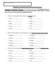 Naming Ionic Compounds And Formula Writing Worksheet Practice Course Hero