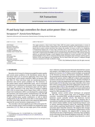 PI And Fuzzy Logic Controllers For Shunt Active Power Filter PDF