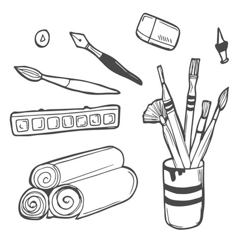 Art And Craft Hand Drawn Vector Symbols And Objects 32178803 Vector Art