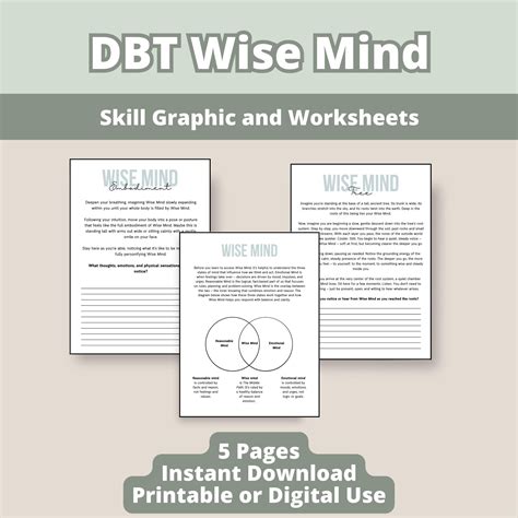Dbt Skills Worksheets Wise Mind Bundle Emotional Regulation Tools