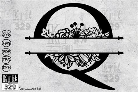 Q Alphabet Floral Split Monogram Graphic By Krit Studio Creative Fabrica