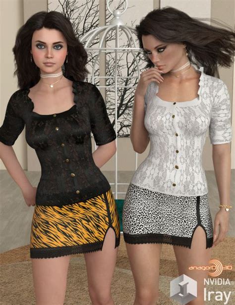 VERSUS Sex Appeal Blouse And Skirt For G And V D Models For Daz Studio And Poser