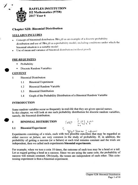 S2b Binomial Distribution Notes 2 Pdf