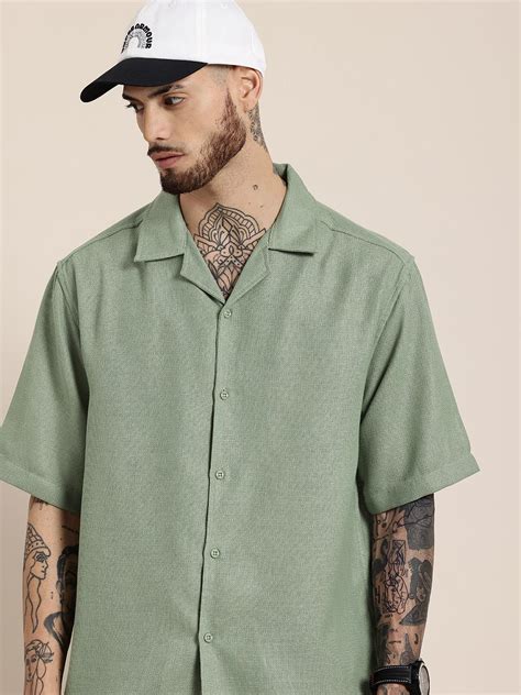 Buy Hereandnow Pure Cotton Seersucker Casual Relaxed Fit Shirt Shirts
