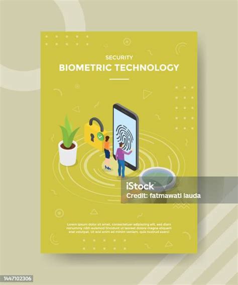 보안 생체 인식 기술 사람들은 잡지 표지 및 포스터를 인쇄하기 위한 배너 및 전단지의 템플릿에 대한 전면 스마트폰 자물쇠를 서