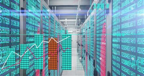 Animation Of Statistical Data Processing Against Biometric Fingerprint Scanner Over Server Room