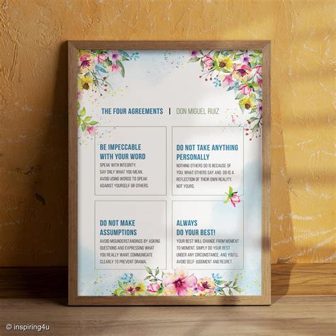 The Four Agreements Quote Poster Featuring Spiritual Wisdom By Don