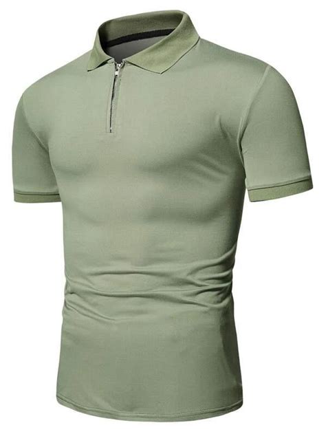 Custom Street Men Sport Gym Golf Polo Shirts Blank Green Men Quarter Zipper Polo Shirt Polo